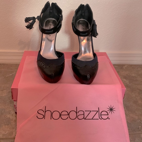 Shoe Dazzle | Shoes | Black And Navy Leather And Suede Shoedazzle 6 ...